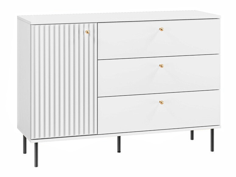 Комод Сканди 02 МДФ (Белая) NEW 120x84,8x40 см, белый , выдвижной GOODFORM