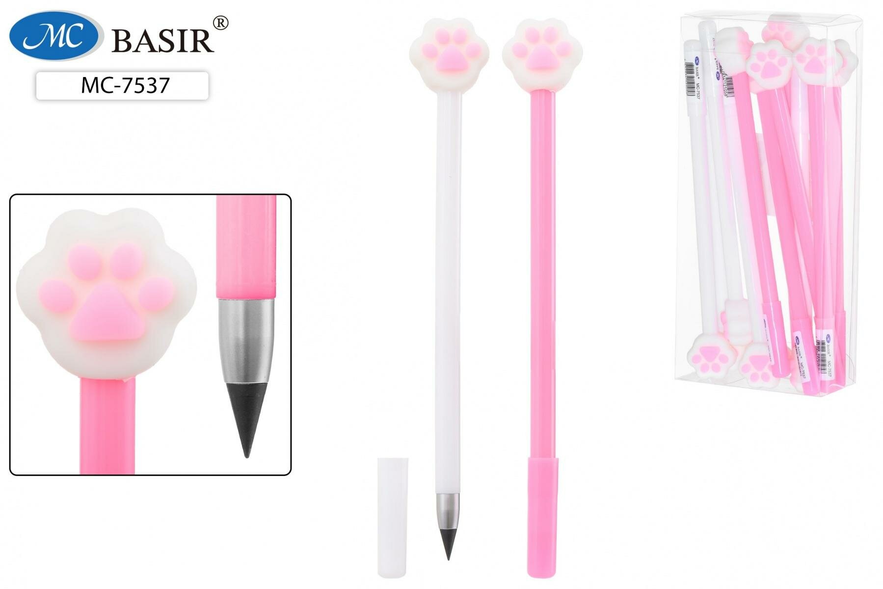 Карандаш вечный «Лапки» с прорезиненным наконечником, разноцветный принт, цветной корпус