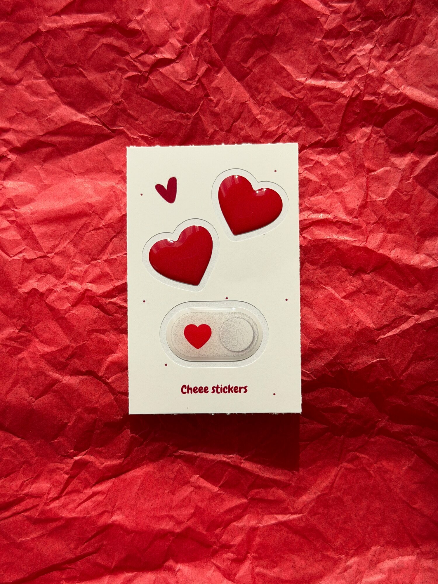 Объемный стикер "Сердечки" и "Кнопка" от Cheee Stickers, бумага, эпоксидная смола, 3D эффект