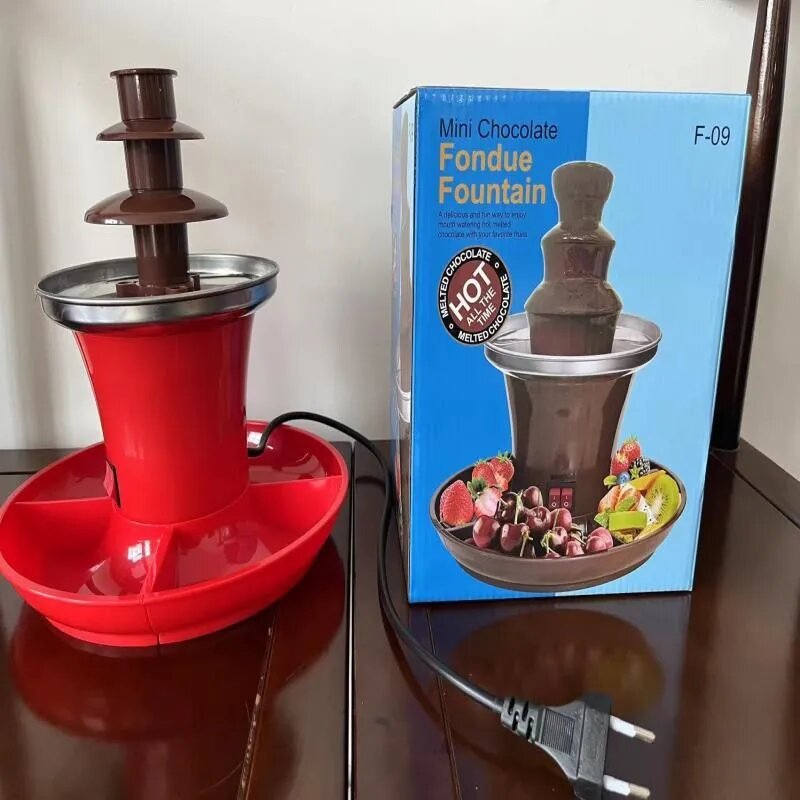 Шоколадный фонтан трехъярусный автоматический с подносом для фруктов