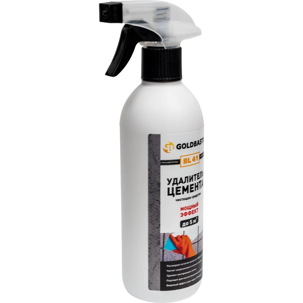 Удалитель цемента GOLDBASTIK 0.5 л для эффективного очищения строительных загрязнений и остатков клея, красок и растворо