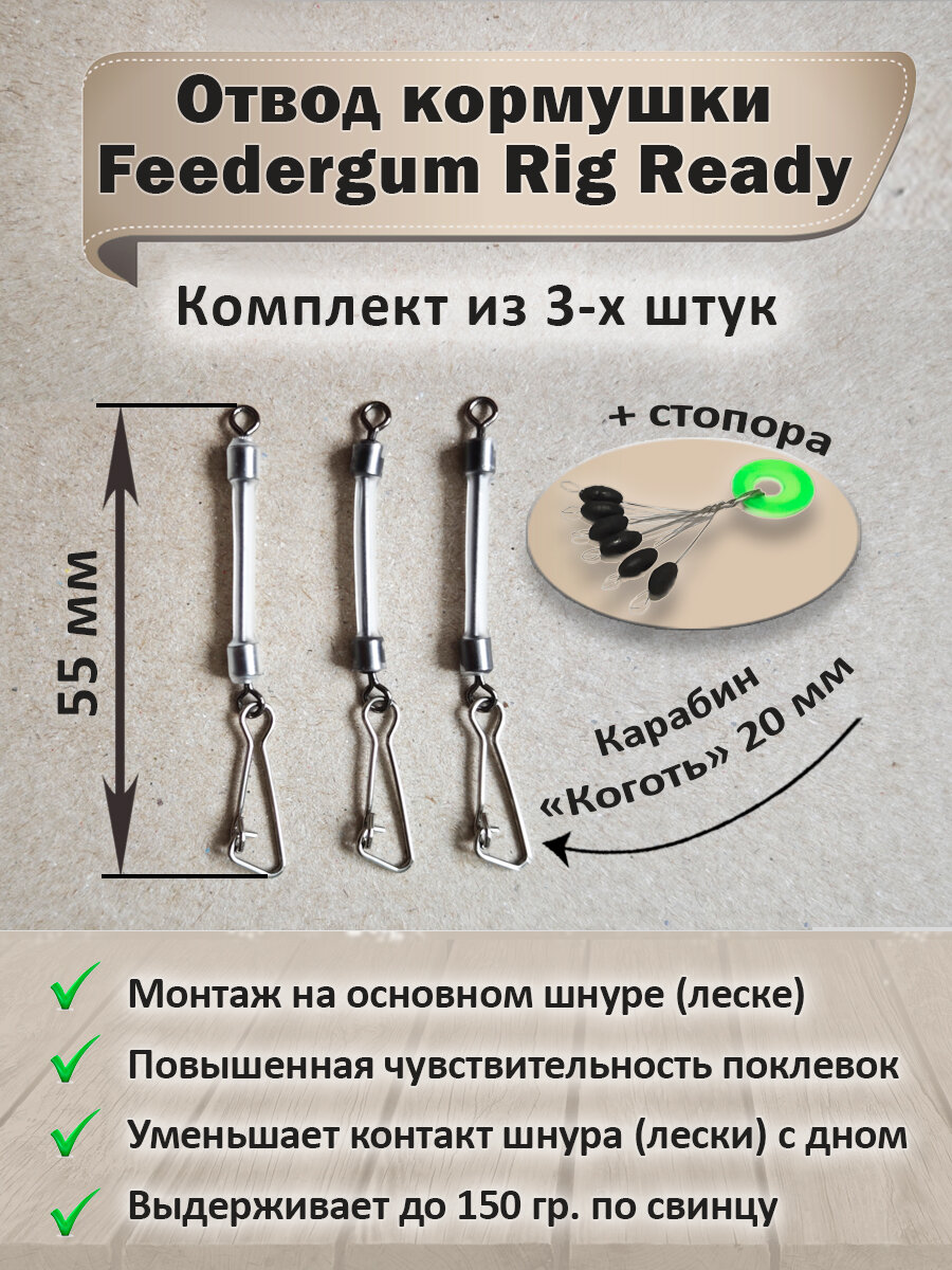 Отвод кормушки Feedergum Rig Ready/Монтаж для рыбалки/Фидерная ловля