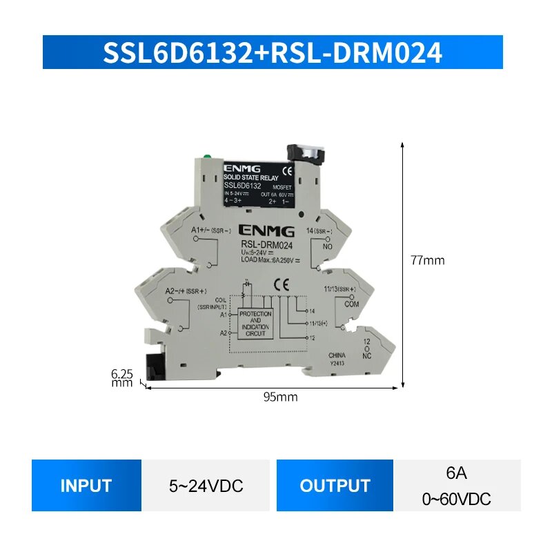 ENMG RSL-DRS024 Твердотельное реле DC-DC 6A DRM Gray