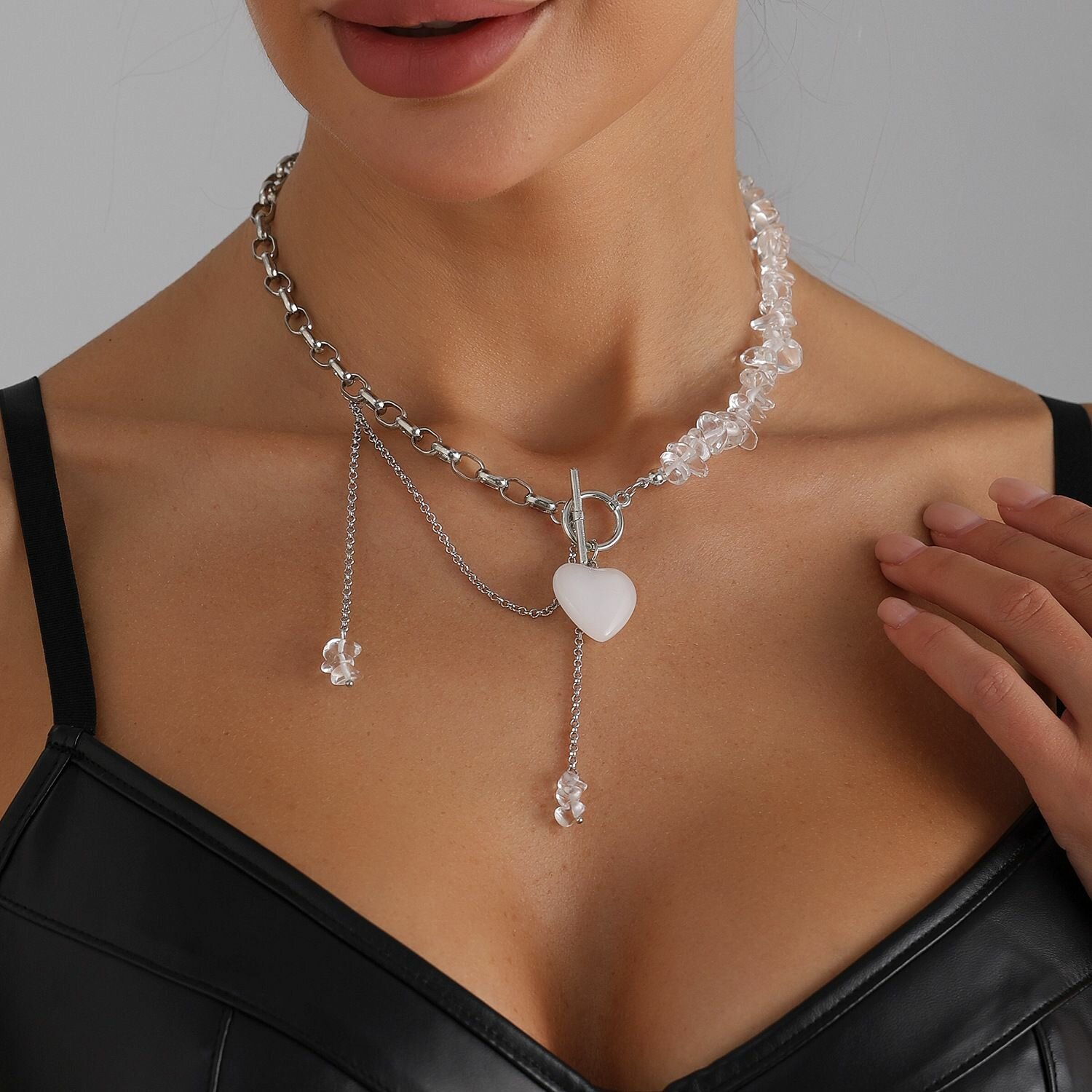 Чокер, горный хрусталь, хрусталь, стекло