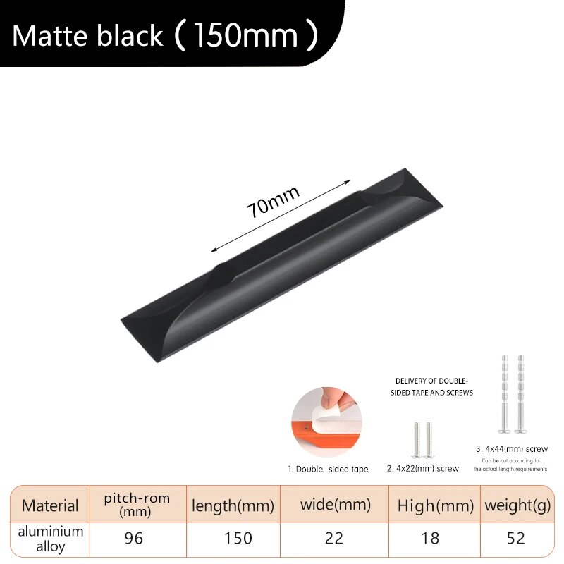 Самоклеящаяся ручка на кухонном шкафу, ручки без сверла, самоклеящиеся ручки для раздвижных стеклянных дверей, двухтактная ручка