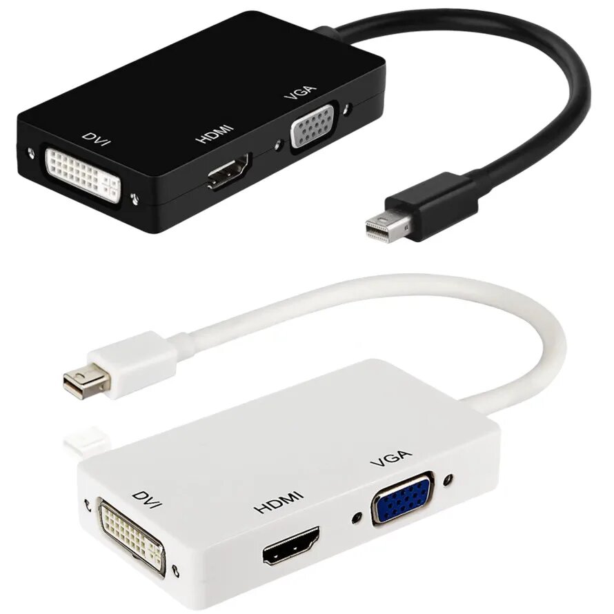 Адаптер Mini DisplayPort 3 в 1 HDMI DVI VGA, черный