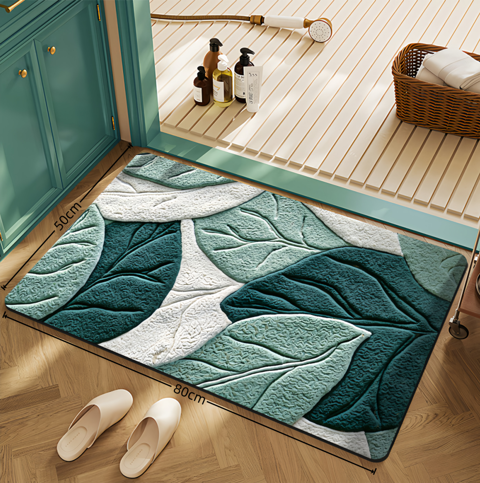 Коврик для ванной, кристальный бархат， впитывающий, антискользящий, зеленый, 50х80 см
