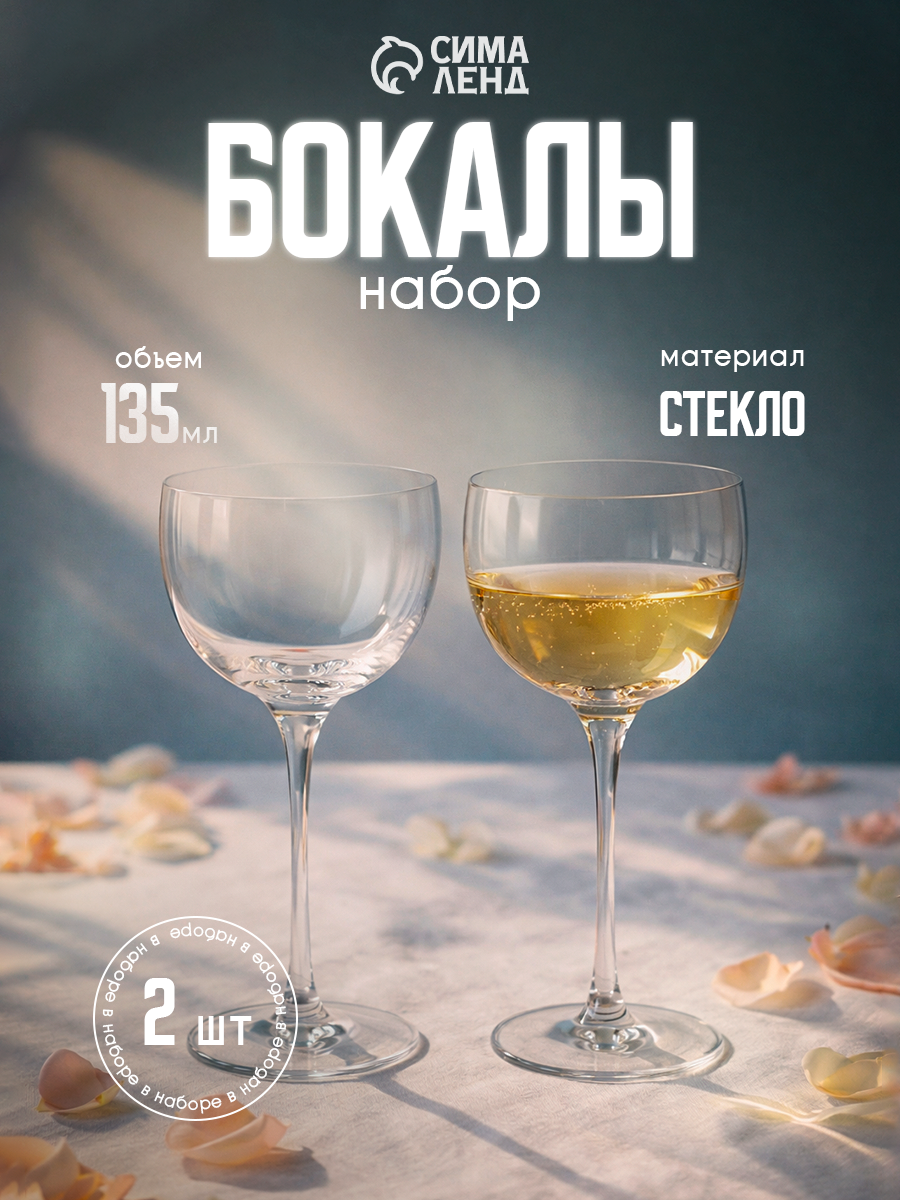 Набор бокалов Pasabahce Savage, для шампанского, хрустальное стекло, 135мл, 2шт