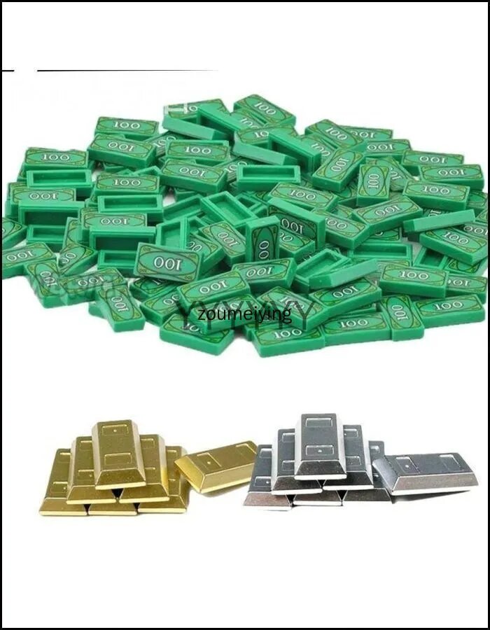Конструктор Деньги Доллары (Кирпичи + Серебряные кирпичи + 100 долларов США x 10, всего 30)