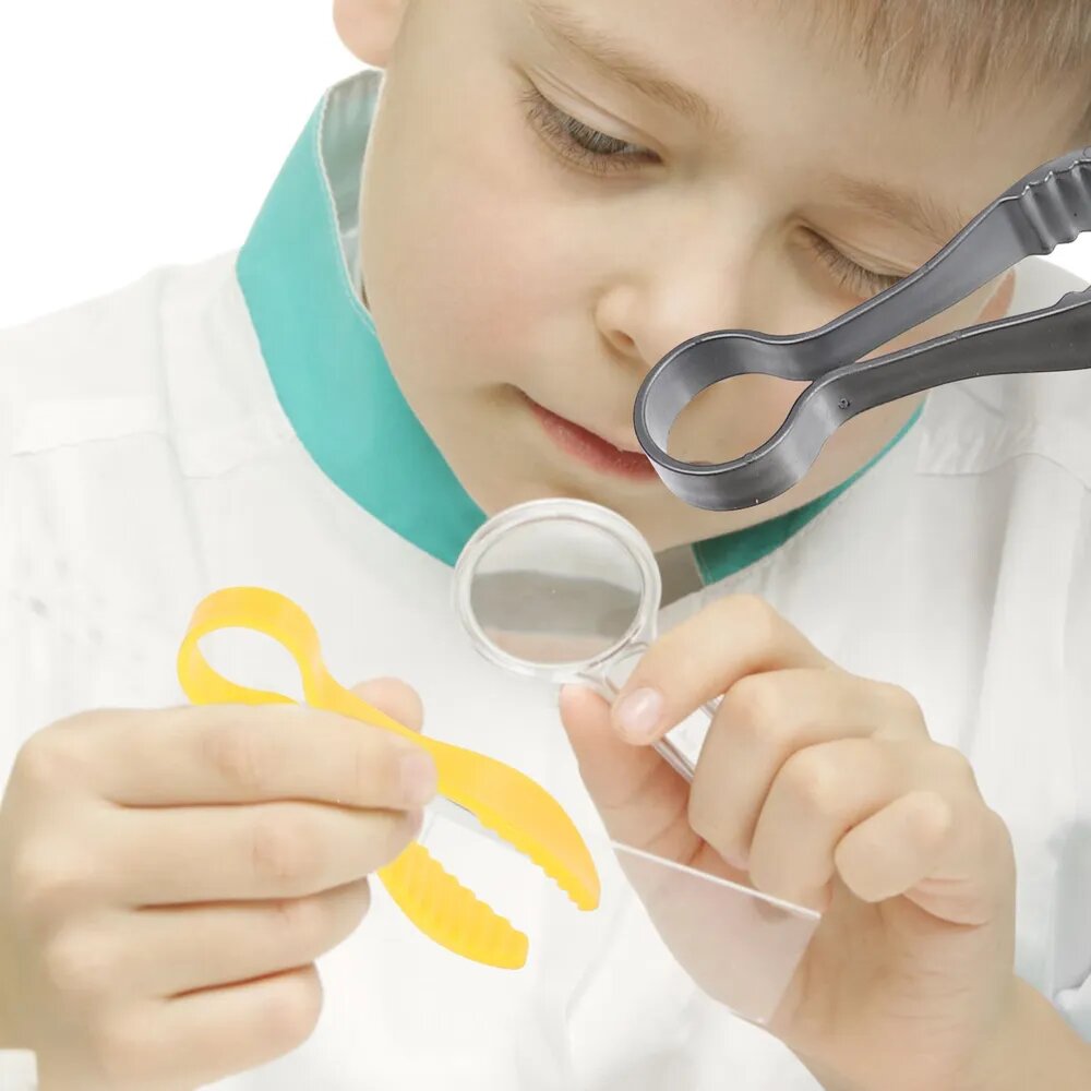 Пинцеты для малышей, пластиковые игрушки для развития мелкой моторики для 3-летних детей, мини-щипцы для сортировки, полуокруглые канцелярские принадлежности, одноразовые, 20 шт.
