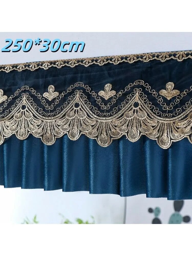 Ламбрекен для штор самоклеящийся, без сверления, короткий, тканевый с кружевом, в европейском стиле