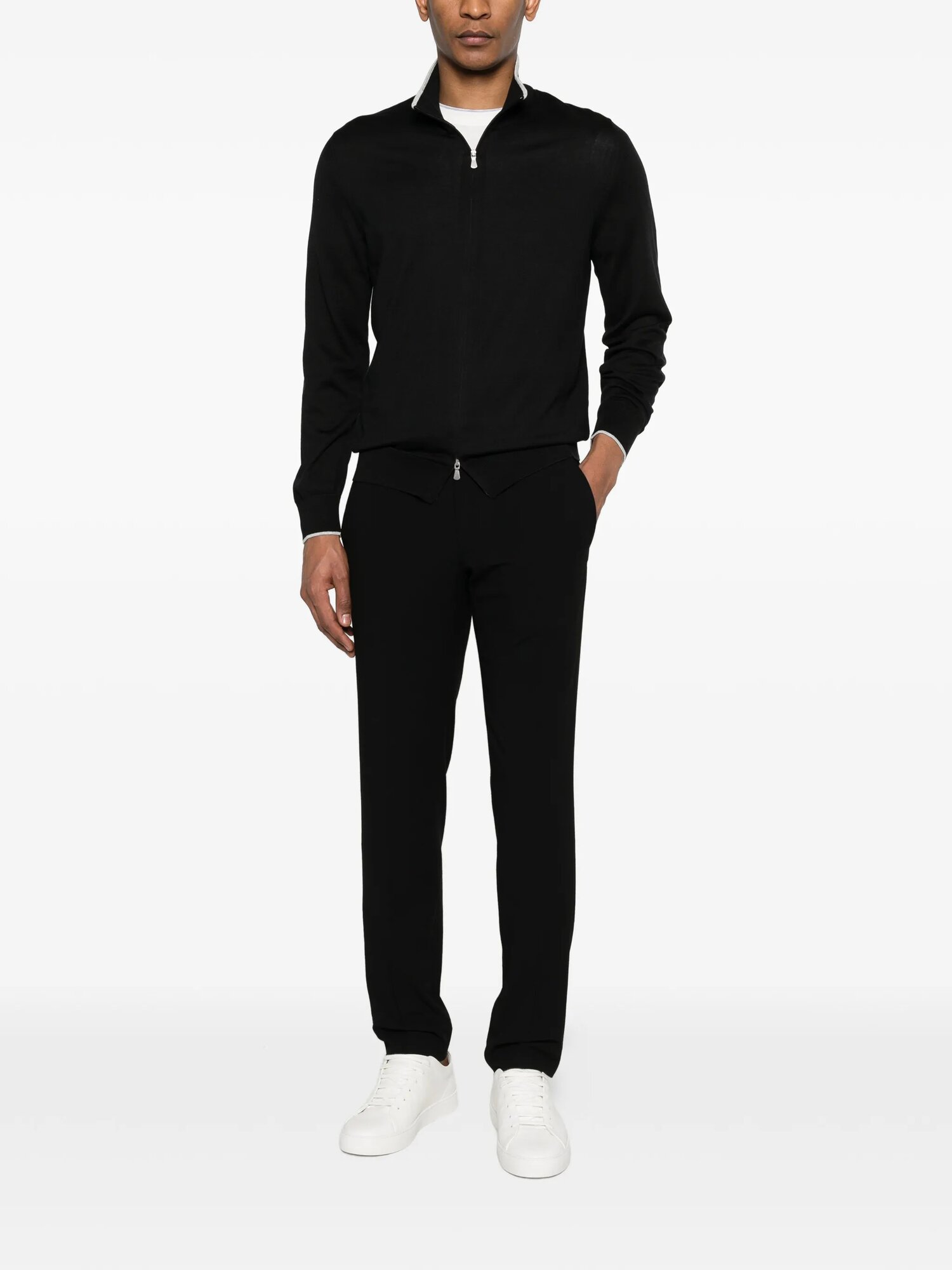 Кардиган Gran Sasso Zip-up cardigan, размер 58, black/black — фото 1