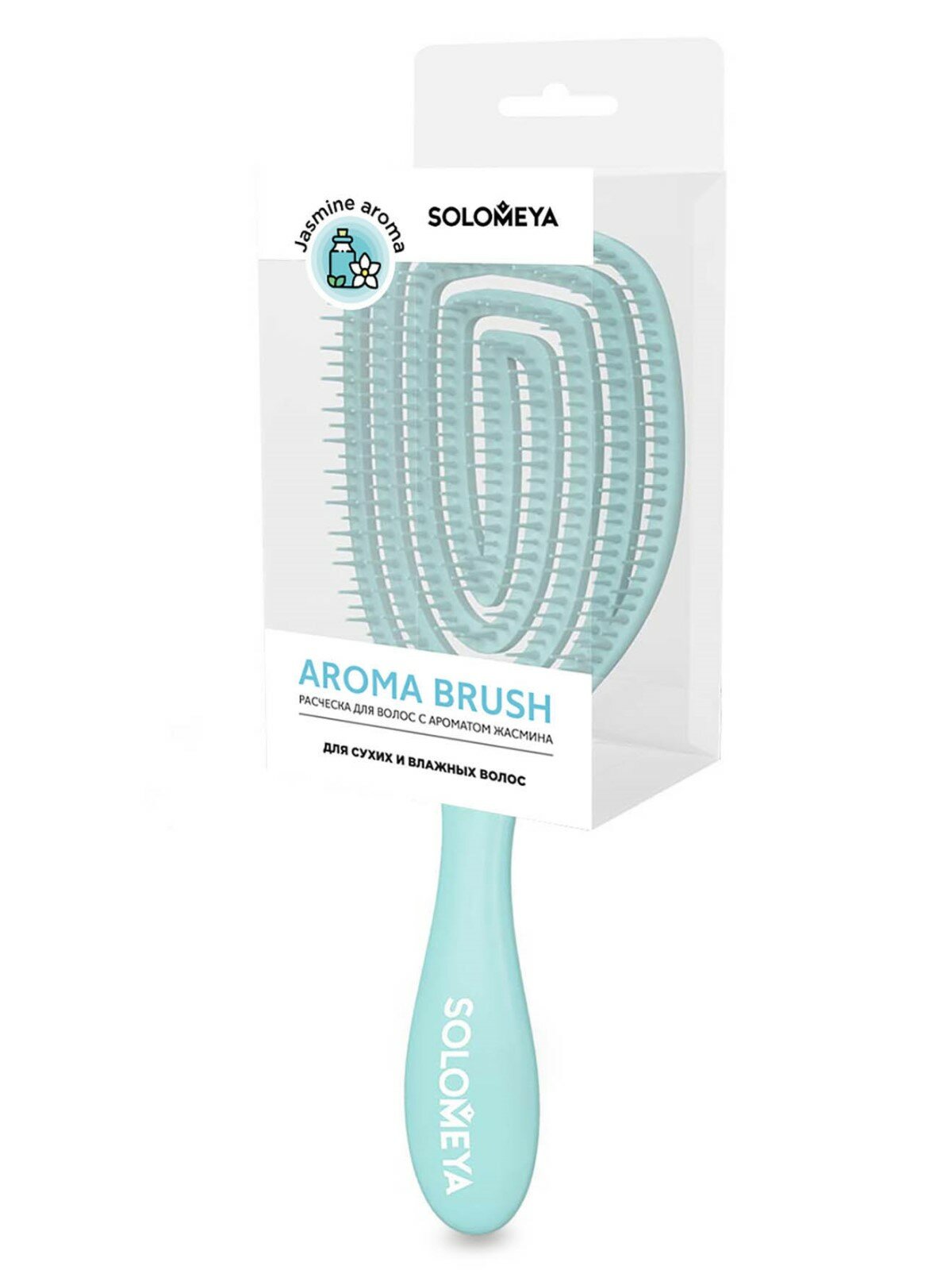 [Solomeya] Расческа для сухих и влажных волос аромат жасмина Wet Detangler Brush Oval Jasmine, 1шт