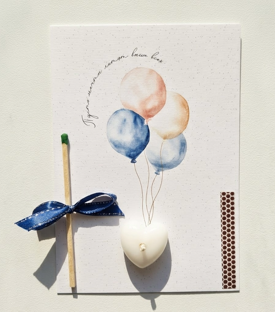 Открытка-свеча PARFDESIGN "Мечты", с декоративным элементом свеча, 10,5x14,8 см