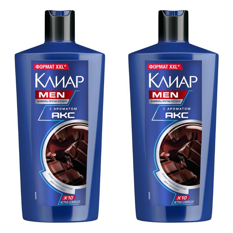 Клиар Шампунь для волос, мужской, Men, с ароматом Ахе, 650 мл, 2 шт