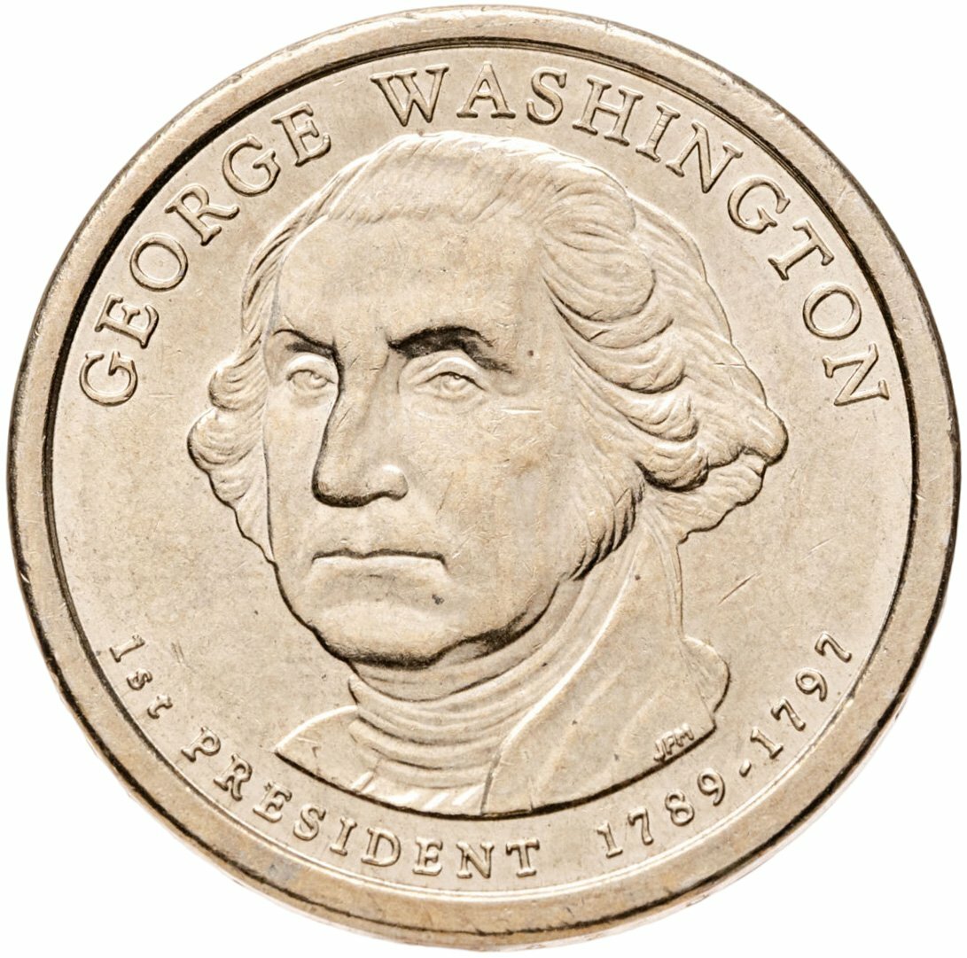 США 1 доллар dollar 2007 "Джордж Вашингтон 1-й президент США", Медь, в сохранности UNC