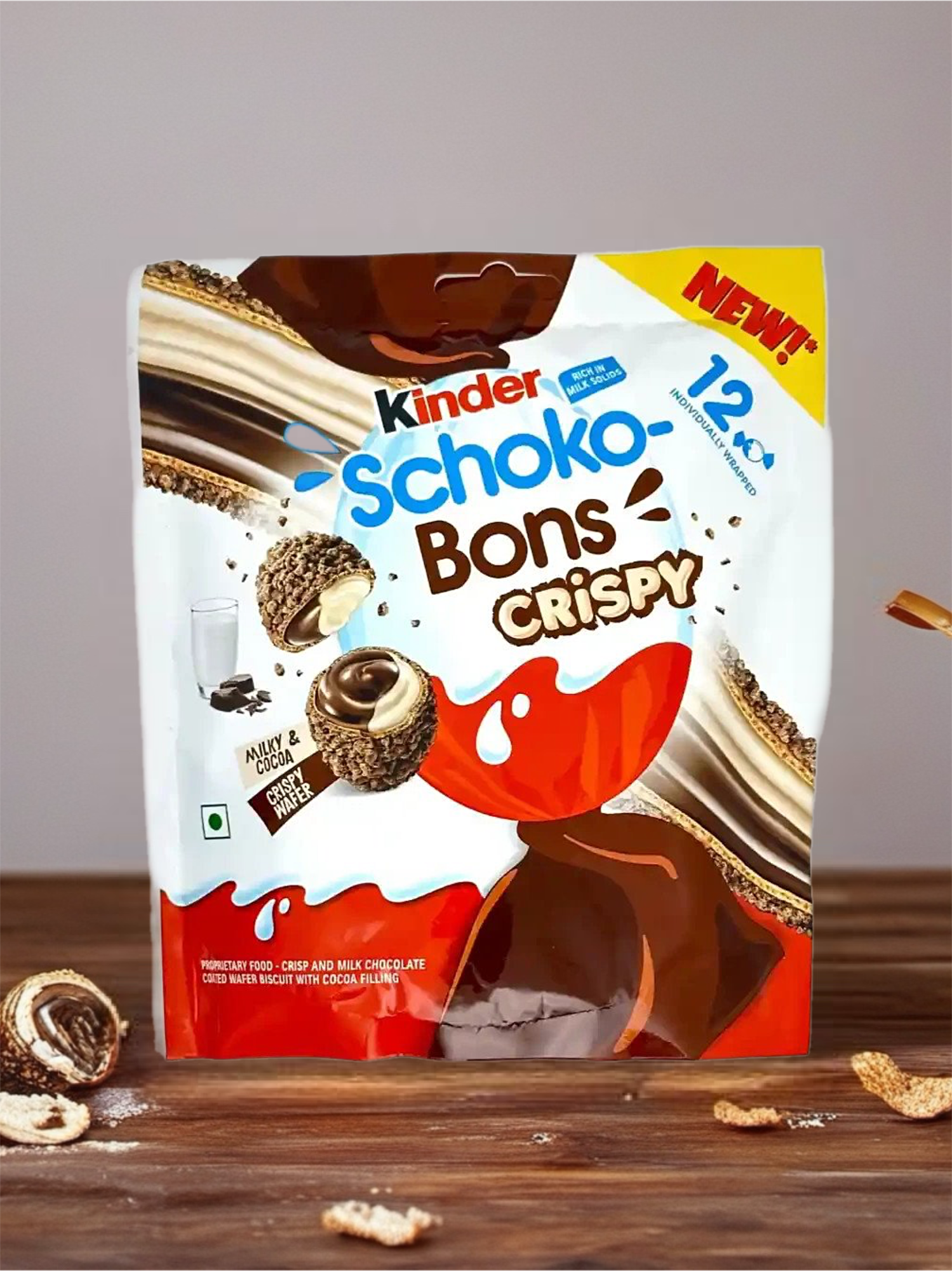 Шоколадные конфеты Kinder Schoko-Bons Crispy, в хрустящей посыпке, 67.2 гр (Германия)