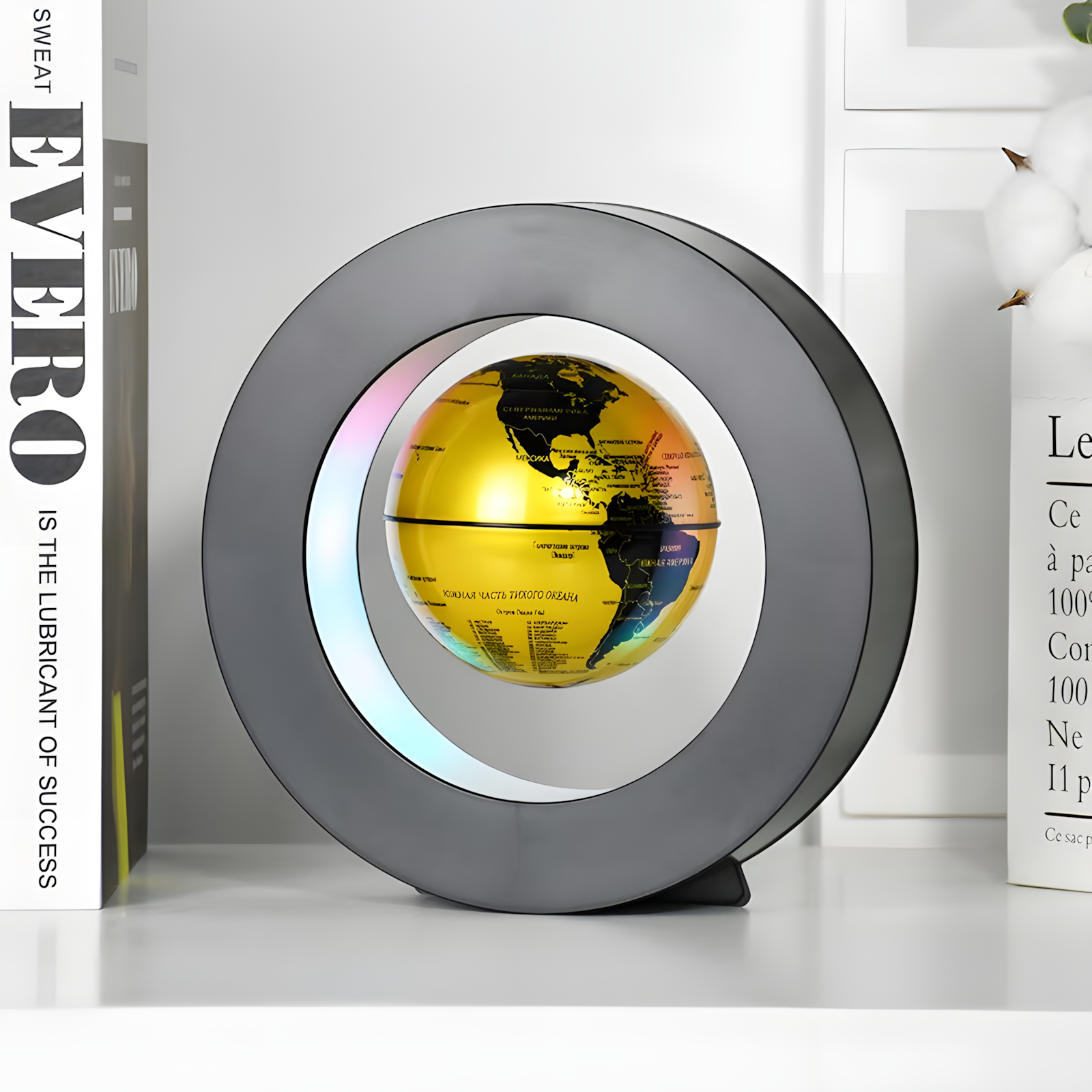 Магнитный левитационный глобус со светодиодными лампами для детей, обучающие игрушки, декоративный ночник b-gold