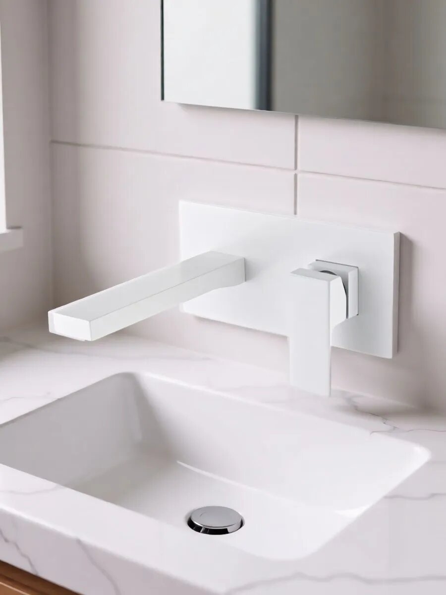 Однорычажный встраиваемый смеситель для раковины от бренда Vieir из латуни V393513-F белый