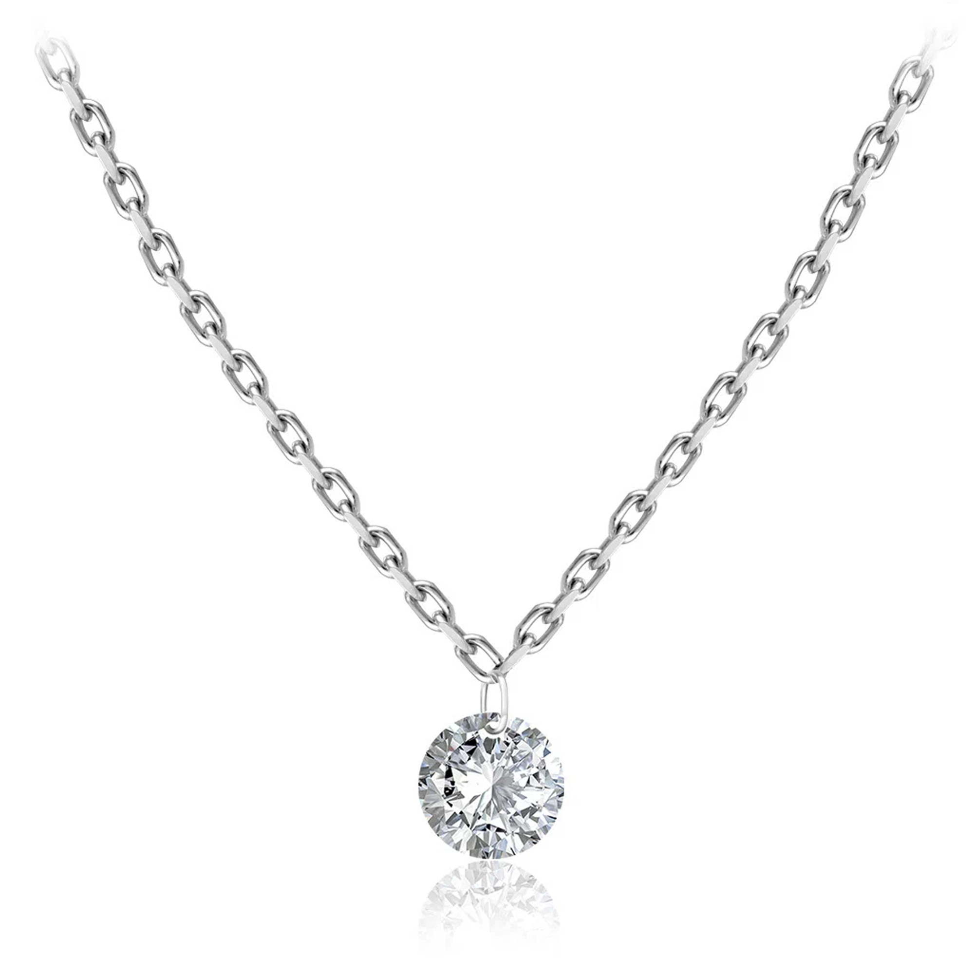 Колье, белое золото, 585 проба, бриллиант