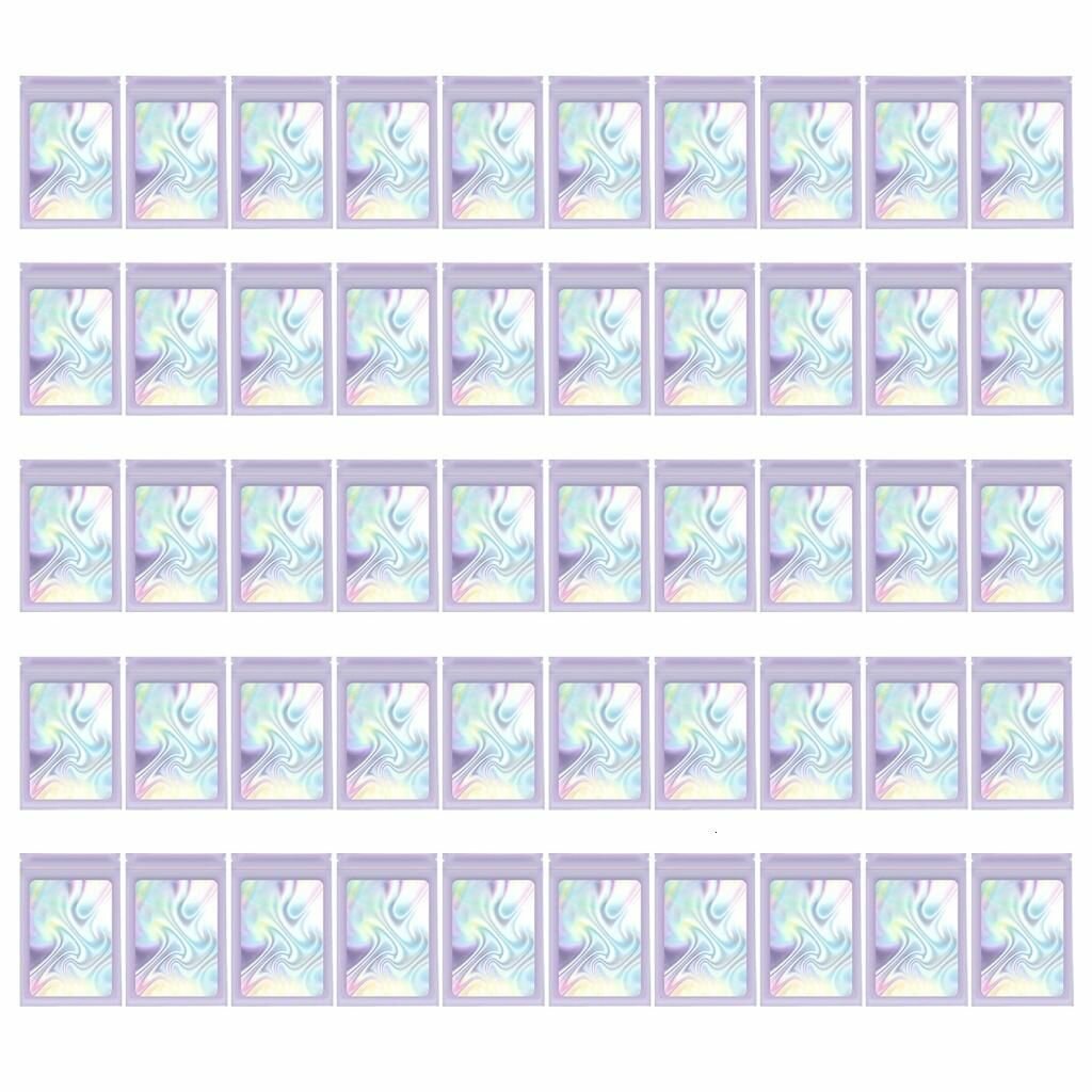 50 шт, прозрачный пакет для костей с лазерным окошком-фиолетовый-10,5x15 см