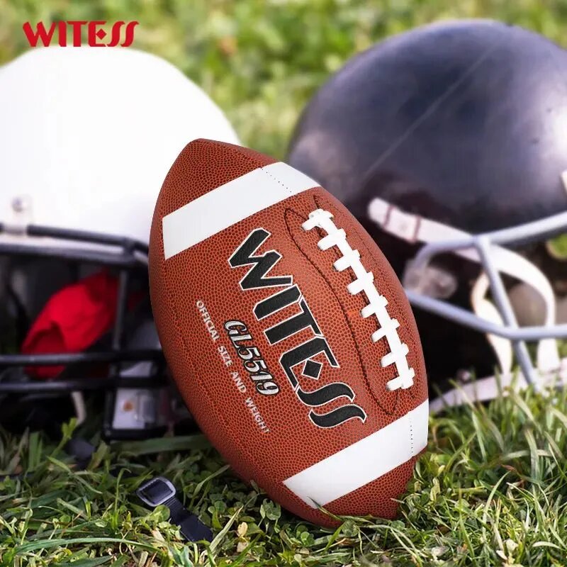 WITESS Мяч для регби 6 размера, коричневый для игры на улице, прочный полиуретан