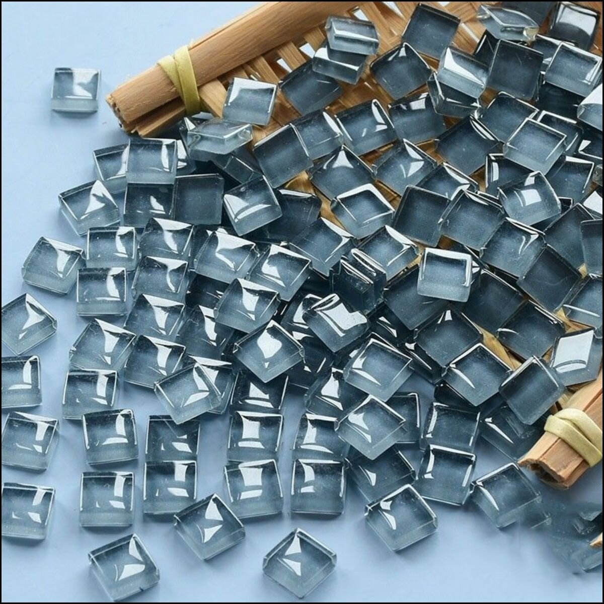 Стеклянная мозаика тёмно-серый 10х10х4мм, набор для самостоятельного изготовления 100 шт квадратные плитки для декора, рукоделия и DIY проектов