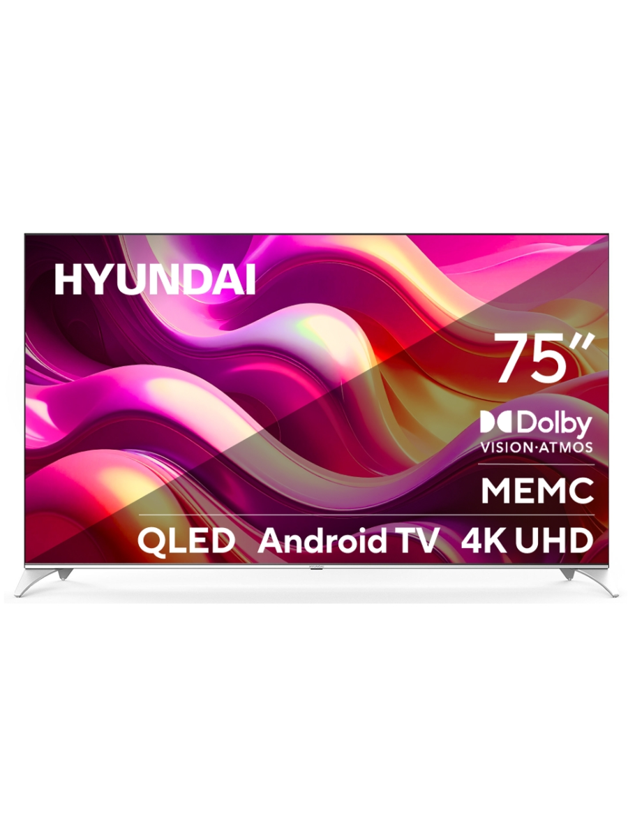 Телевизор Hyundai H-LED75QBU7500 75" QLED, 4K Ultra HD, черный, смарт ТВ, Android TV