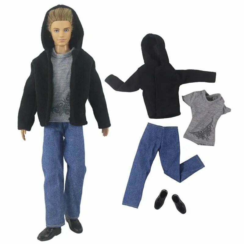 Модный комплект черной одежды для куклы мальчика Кена