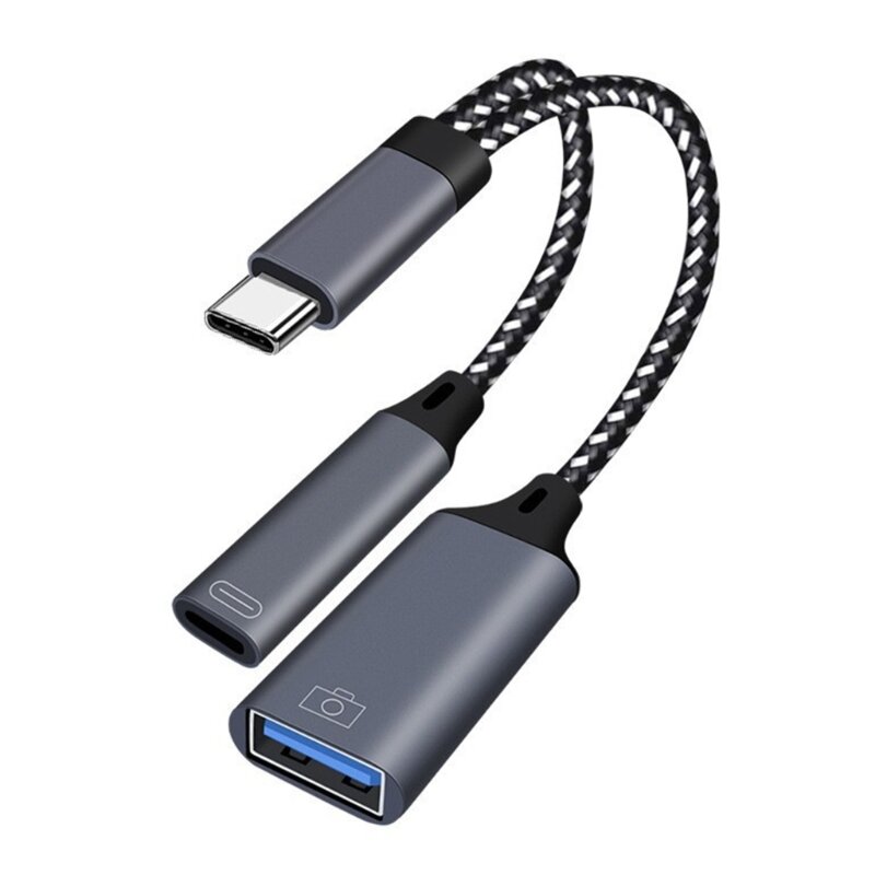 Переходник для зарядки и передачи данных Y-образного типа от разъема USB C к разъему USB C /A female