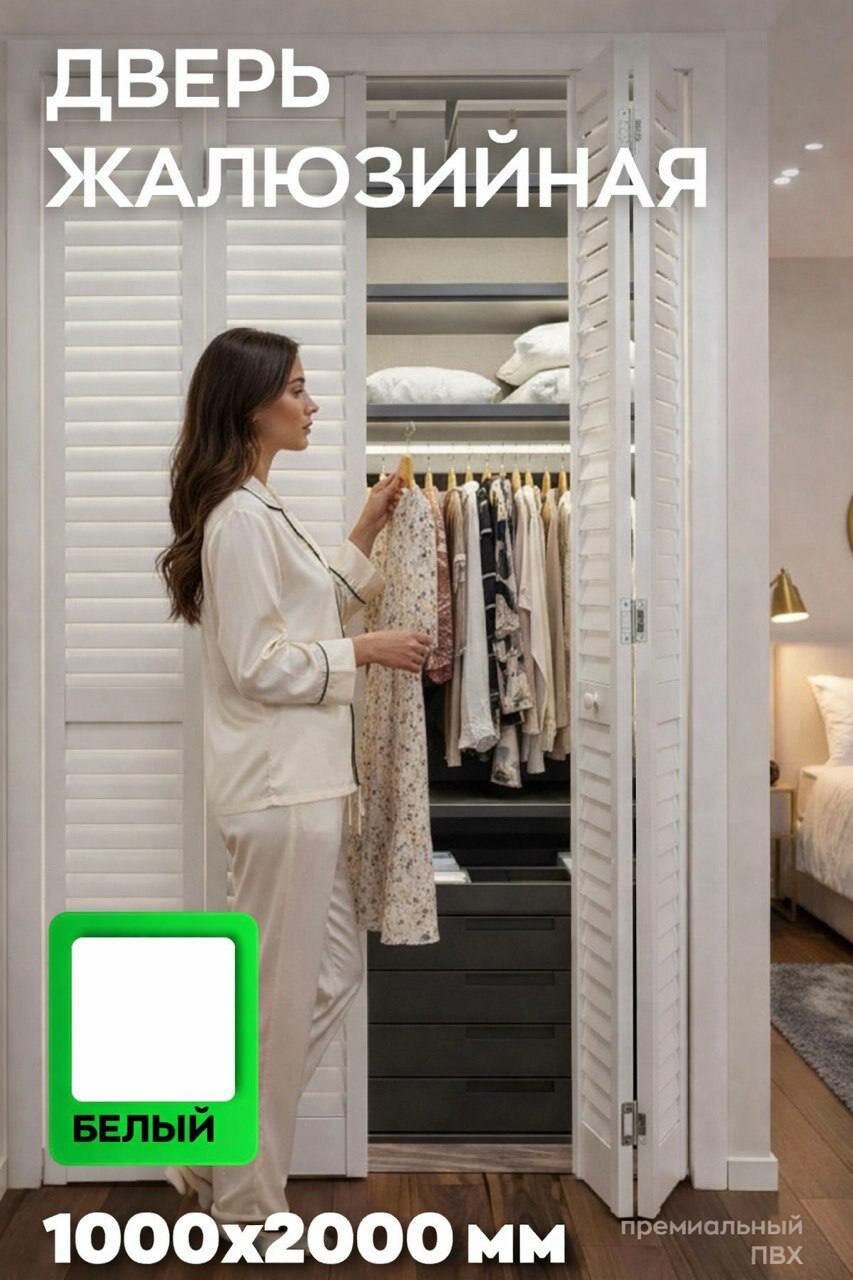 Жалюзийные белые пластиковые водостойкие раздвижные двери 1000*2000