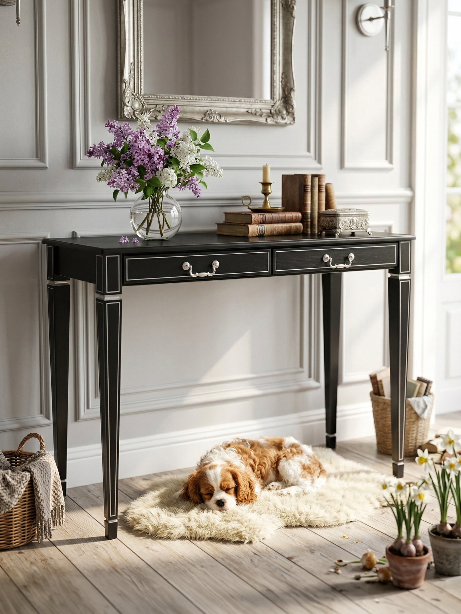 Консоль Мебелик в прихожую, спальню Васко В 91Н с ящиками цвет венге/серебро