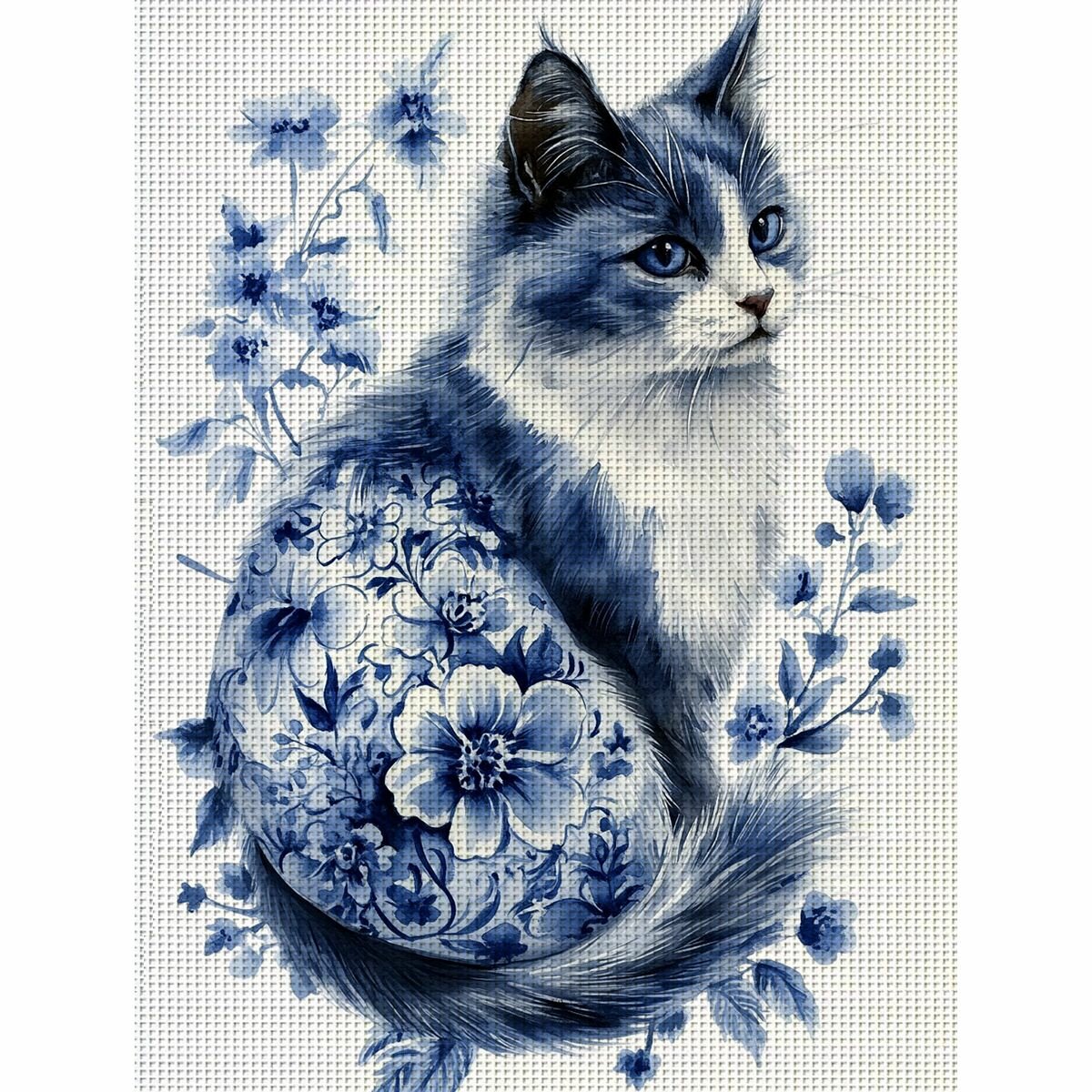 Наборы для вышивки, 30X40cm, 11CT принт, в пределах 26 цветов, набор для вышивки крестом, "кот"