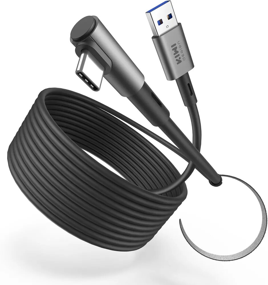 Кабель KIWI Design 16FT Link, совместимый с аксессуарами Oculus/Meta Quest 3S и Quest 3/2/Pro/Pico 4, кабель USB 3.0 - USB C Link со сверхскоростной передачей данных 5 Гбит/с