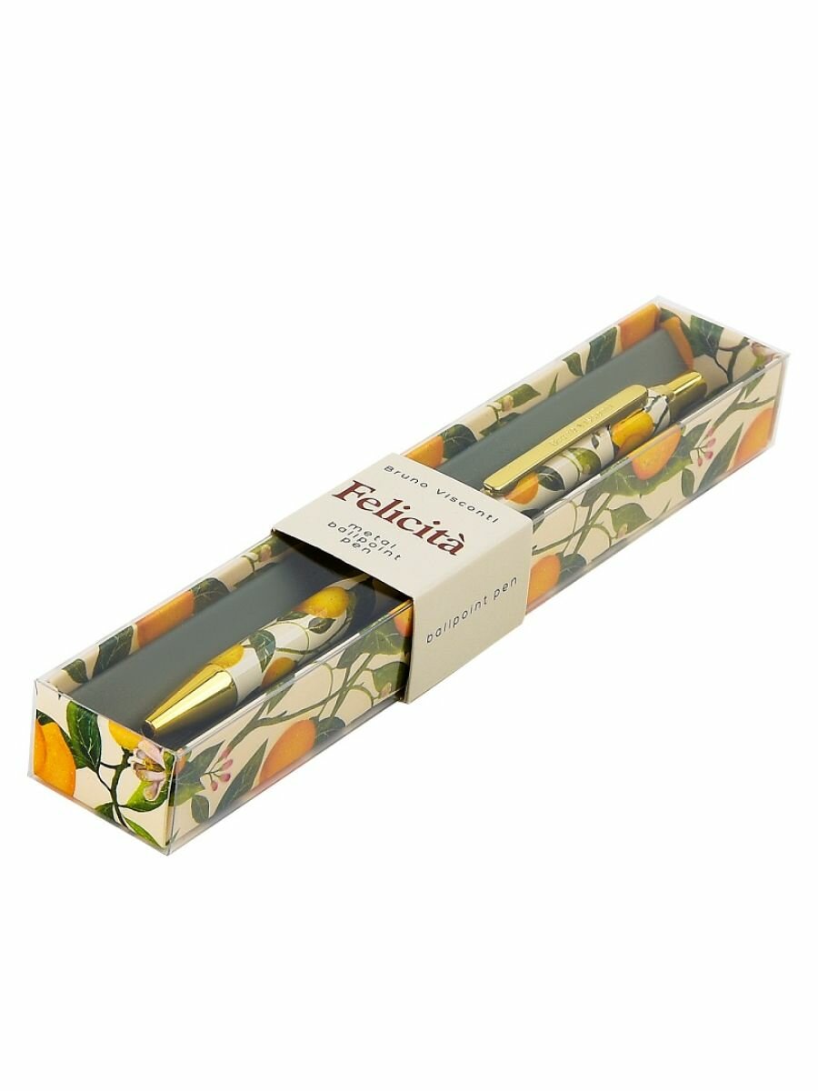 Автоматическая шариковая ручка Bruno Visconti FLORA. PARADISE. Лимоны в подарочной упаковке, синие чернила, 0.7мм