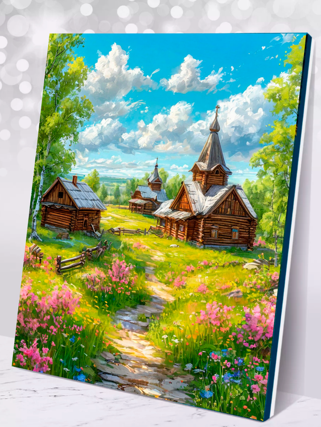 Картина по номерам "Деревенский храм", хлопковый холст на подрамнике 40х50 см, акрил, 000 Art Hobby Home