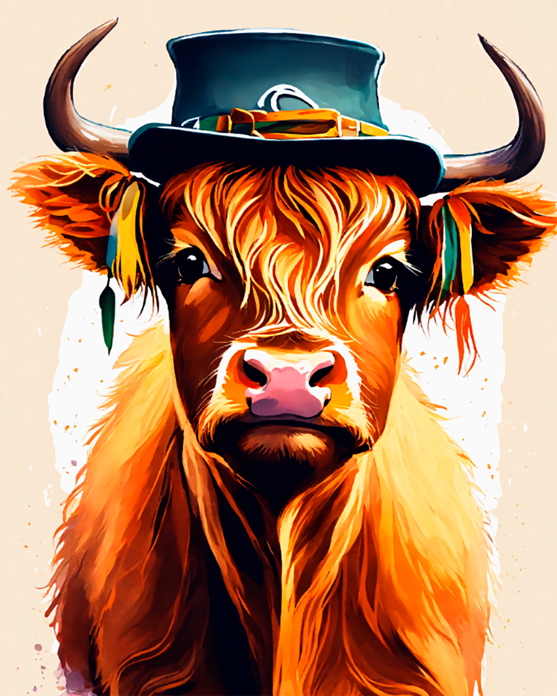 Картина по номерам "Корова в шляпе", хлопковый холст на подрамнике 40х50 см, акрил, 000 Art Hobby Home