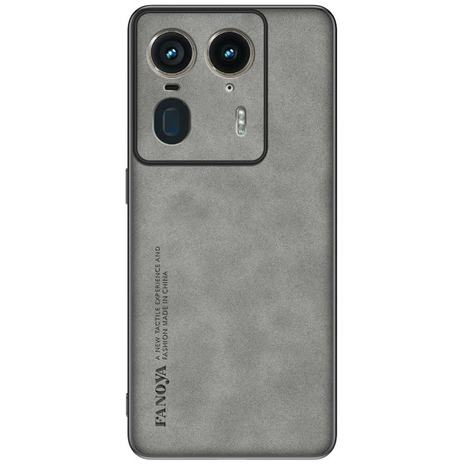 Чехол-бампер MyPads Sotto Fanoya для Motorola Moto E14 из силикона с вставкой из эко-кожи, серый