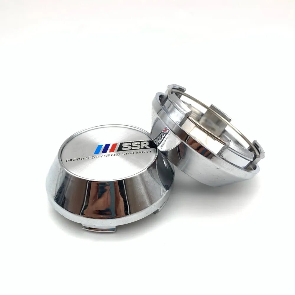 Колпак ступицы колеса SSR, 4 шт. Заглушки для литых дисков 60 мм, серебристые, ABS-пластик