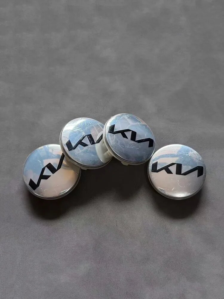 Колпак ступицы колеса KIA на кузов, комплект 4 шт. ABS-пластик, алюминий