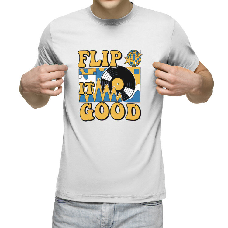 Мужская футболка «Flip It Good / Виниловый драйв» (белый, 3XL)