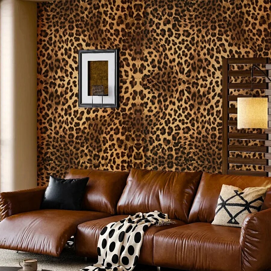 Леопардовые виниловые обои ПВХ 45X1000cm