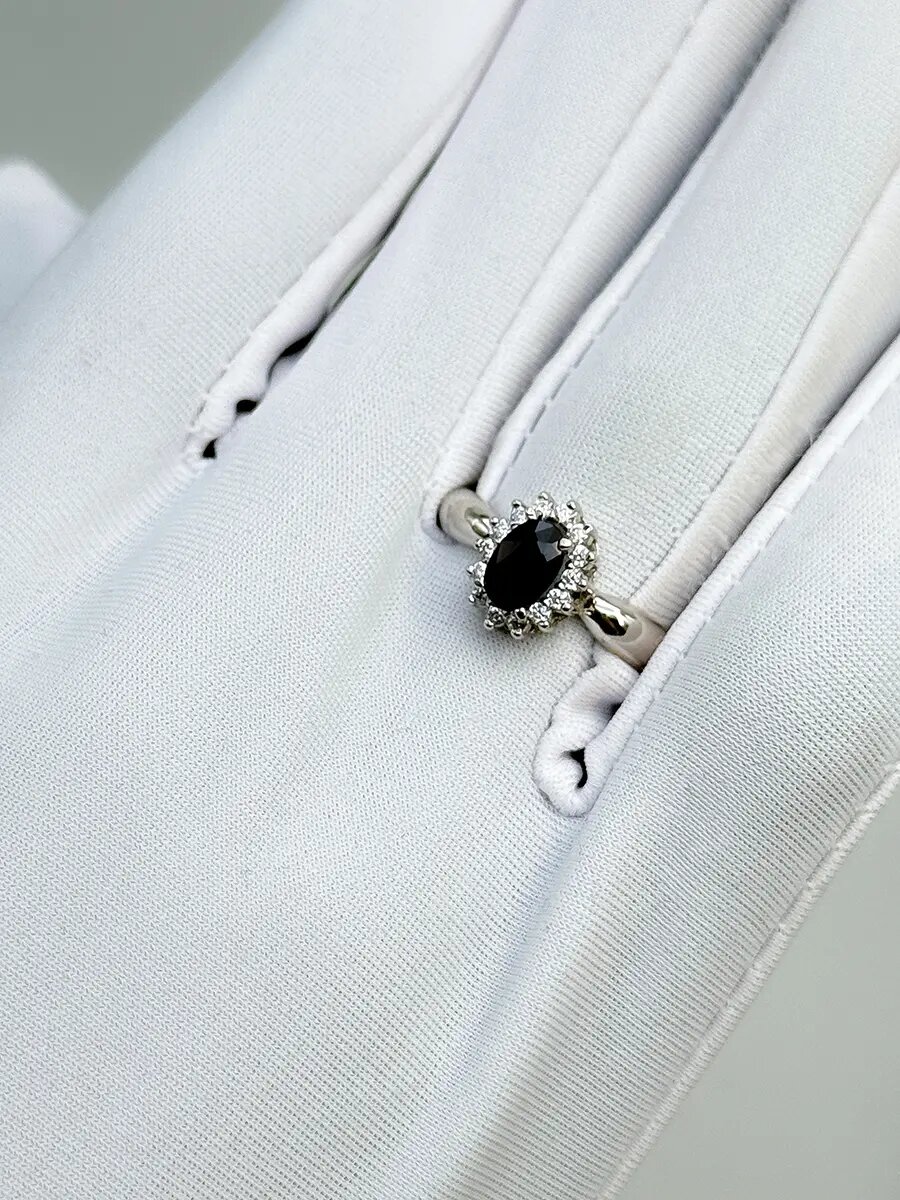 Кольцо, серебро, 925 проба, родирование, сапфир