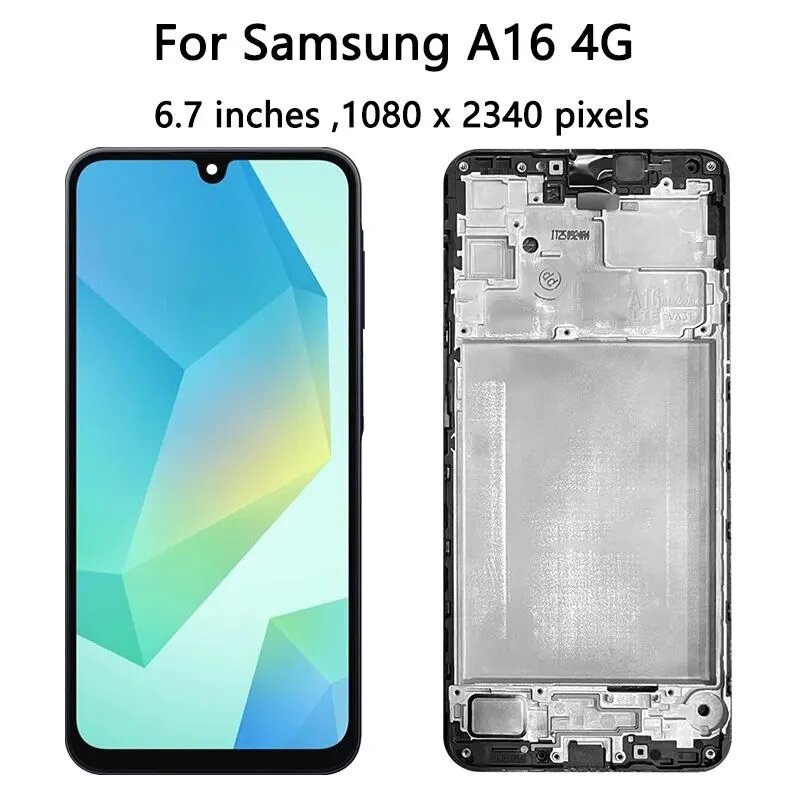 6,7-дюймовый Super AMOLED дисплей с рамкой для Samsung Galaxy A16 4G, SM-A165F, SM-A165F/DS, сенсорный экран, панель управления.