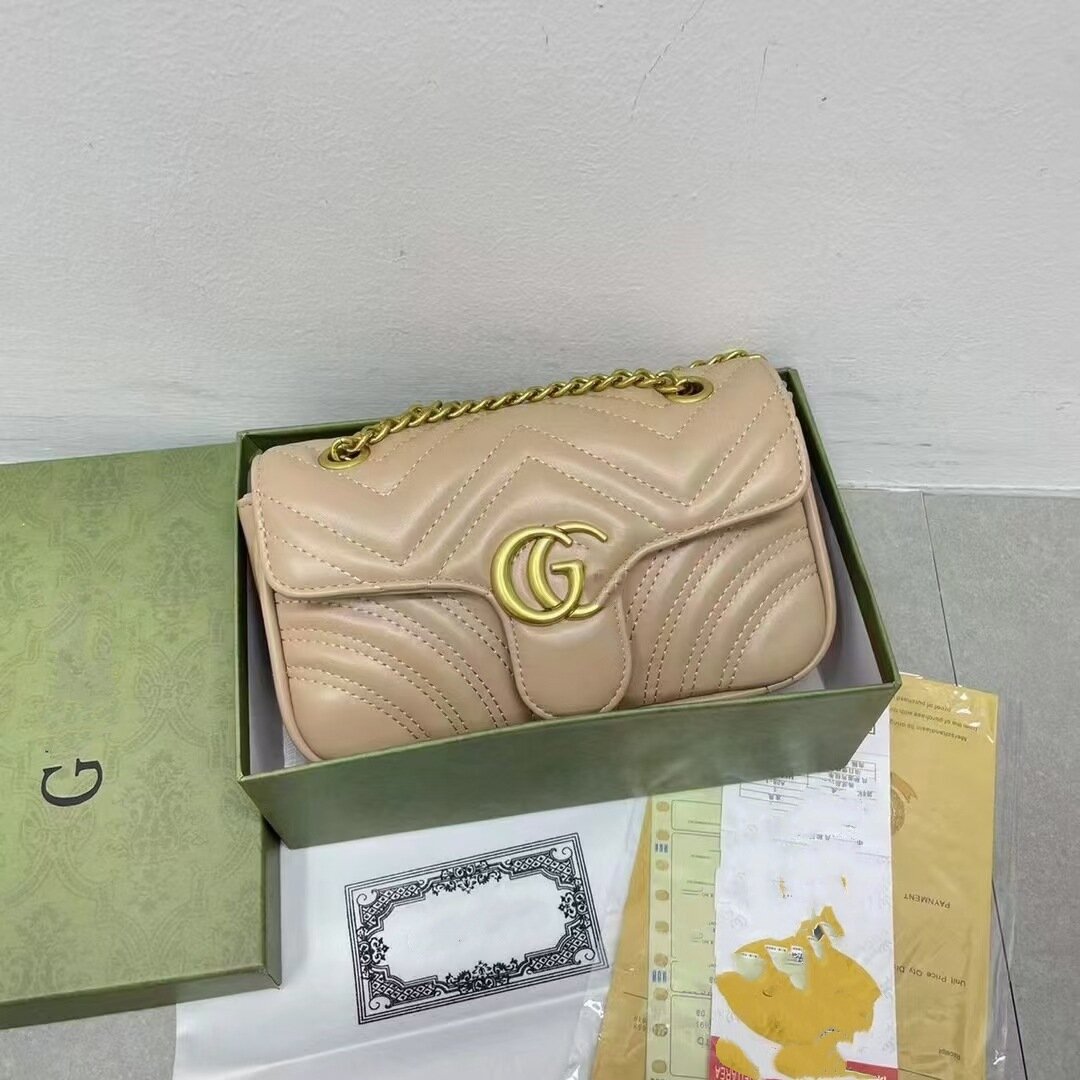 Женская сумка Double G, классическая стеганая сумка Gucci в стиле Chanel с цепочкой, модная сумка премиум-класса на плечо и через плечо.