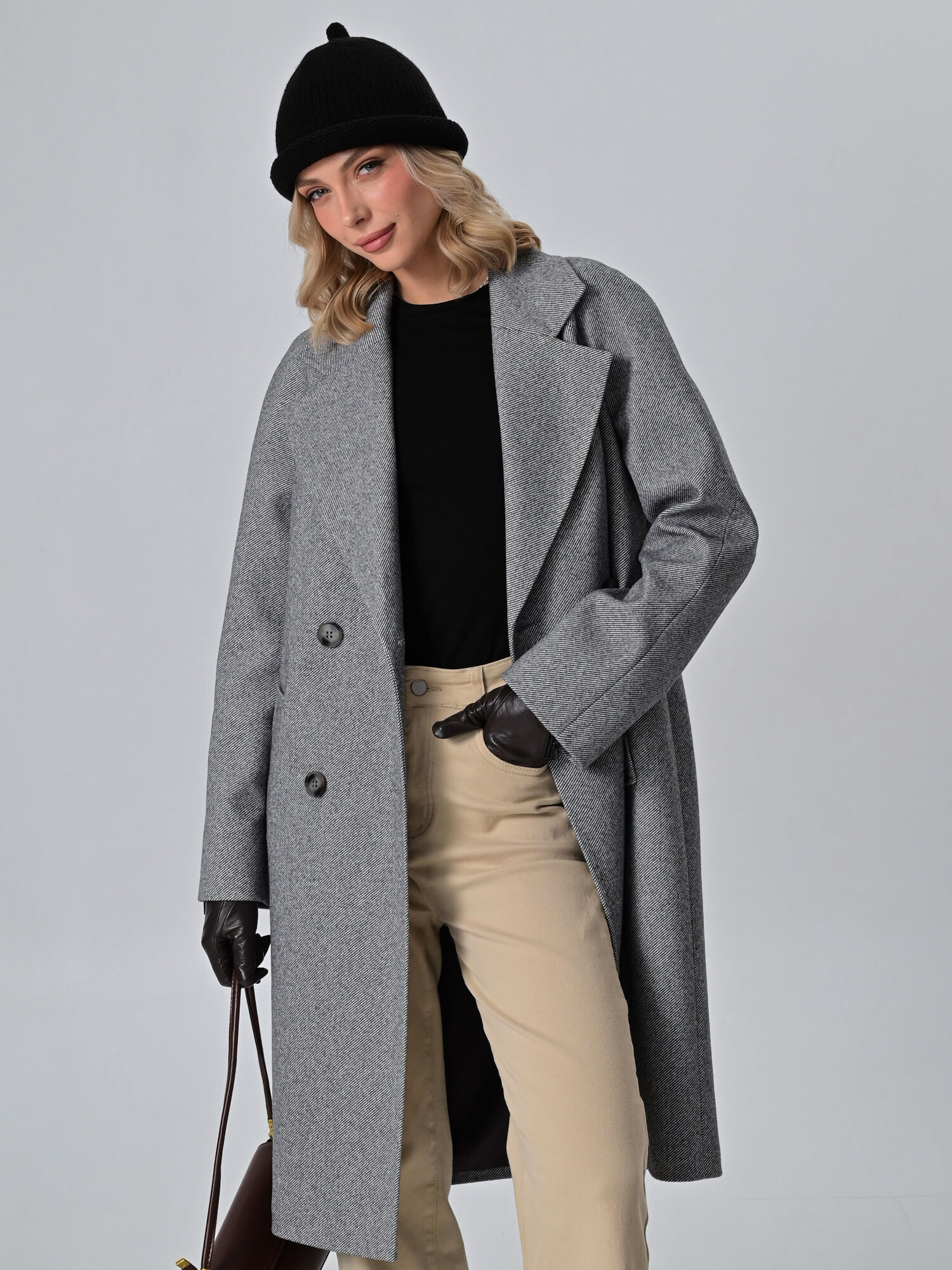 Пальто шерстяное демисезонное средней длины