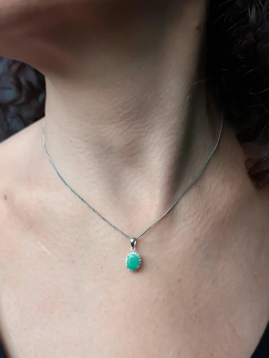 Подвеска, серебро, 925 проба, родирование, фианит, изумруд