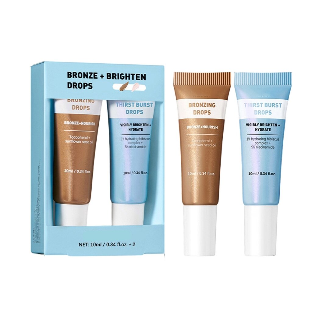 Священное увлажнение 2шт! Капли Thirst Burst и бронзирующие капли The Hot Drops Duos