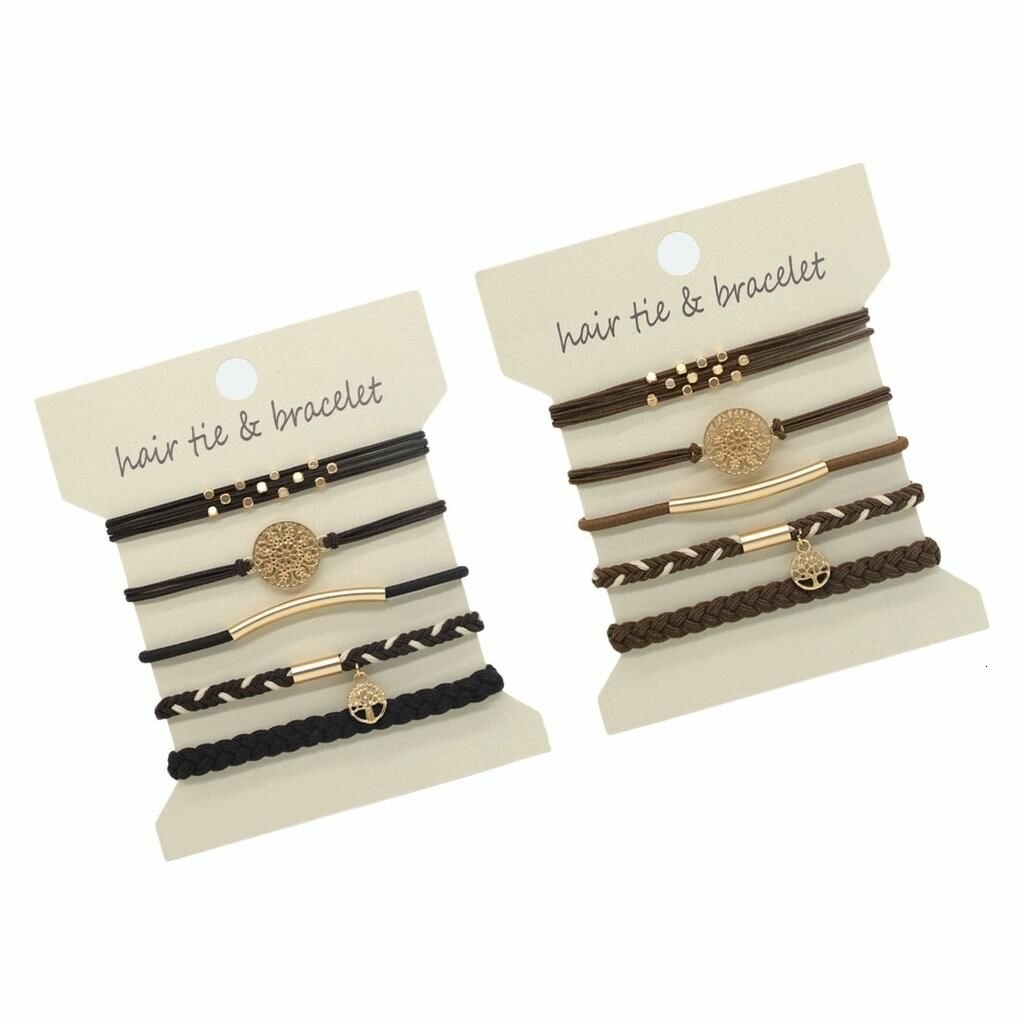 Резинки для волос с браслетами, - Коричневый кофе с потемнением