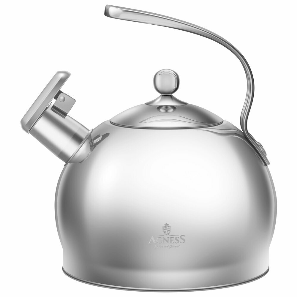 Чайник agness со свистком 3,2л, термоаккумулирующее дно, 304 сталь, индукция KSG-948-1001